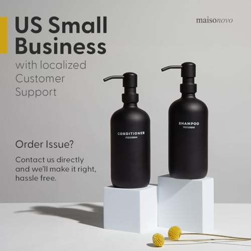 MaisoNovo Soap Dispenser 1-Piece Set | 16.9oz White Bottles with White Bamboo Pump