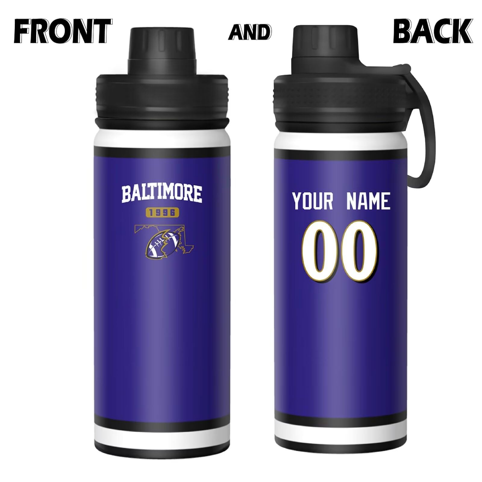 ANTKING Baltimore Tumbler Travel Mug Coffee Cup Custom Name Number Gifts for Men Women Youth