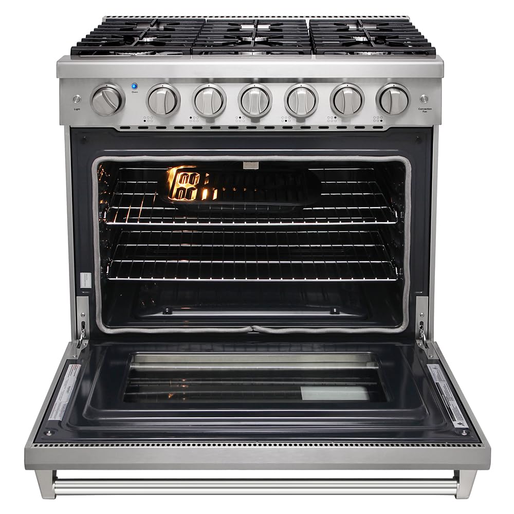 KOSTCH 36 inch Professional Freestanding Pro-Style Propane Gas Range with 6 Burners, 6.0 cu.ft. Oven Capacity, in Stainless Steel - KOS-36RG03MLP (Stainless Steel)