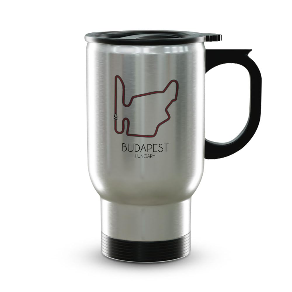 TJ Originals Budapest Coffee Mug, Budapest Hungary F1 Coffee Mugs, Budapest F1 Course Map, Best F1 Course Map Sporting, 14oz Travel Steel Mug F1 Map, F1 Gifts for Him & Her, Budapest Mug Souvenirs