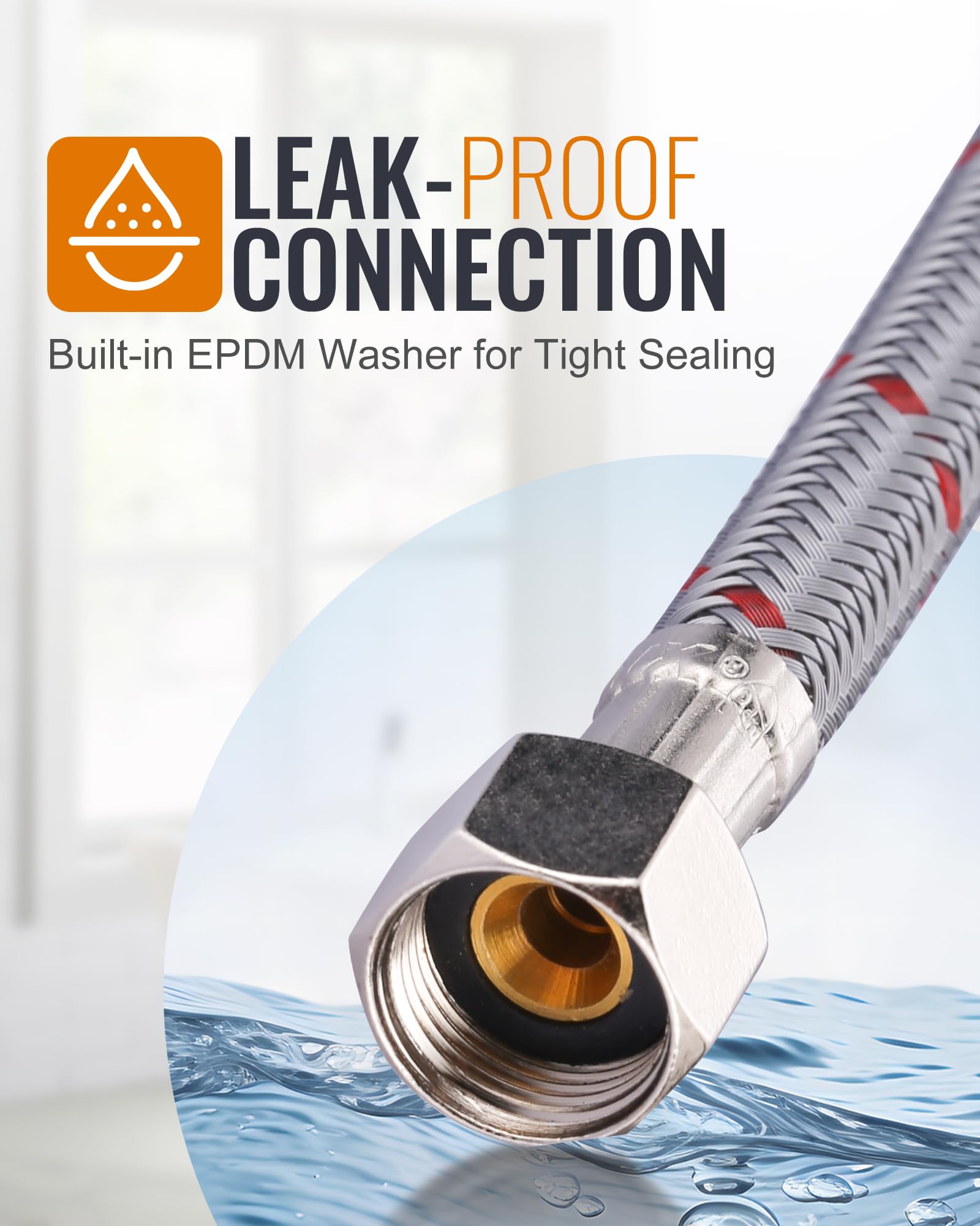 Faucet Supply Lines: WOWOW 40" Bathroom Sink Faucet Hose, Braided Nylon cUPC Supply Lines 3/8" Female Compression Thread × M8 Male Connector,Stainless Steel Braided Supply Line(1 Pair)