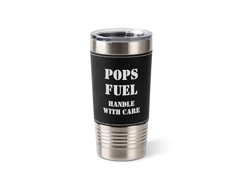 Generic Pops Fuel Engraved Leatherette Tumbler, Gifts For Pops, Unique Gift For First Time Dad Father's Day, Birthday, Appreciation, Retirement, Black