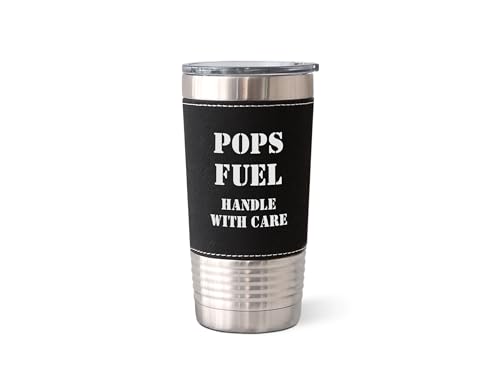 Generic Pops Fuel Engraved Leatherette Tumbler, Gifts For Pops, Unique Gift For First Time Dad Father's Day, Birthday, Appreciation, Retirement, Black