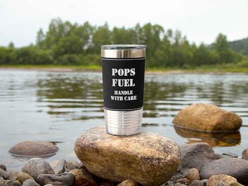 Generic Pops Fuel Engraved Leatherette Tumbler, Gifts For Pops, Unique Gift For First Time Dad Father's Day, Birthday, Appreciation, Retirement, Black