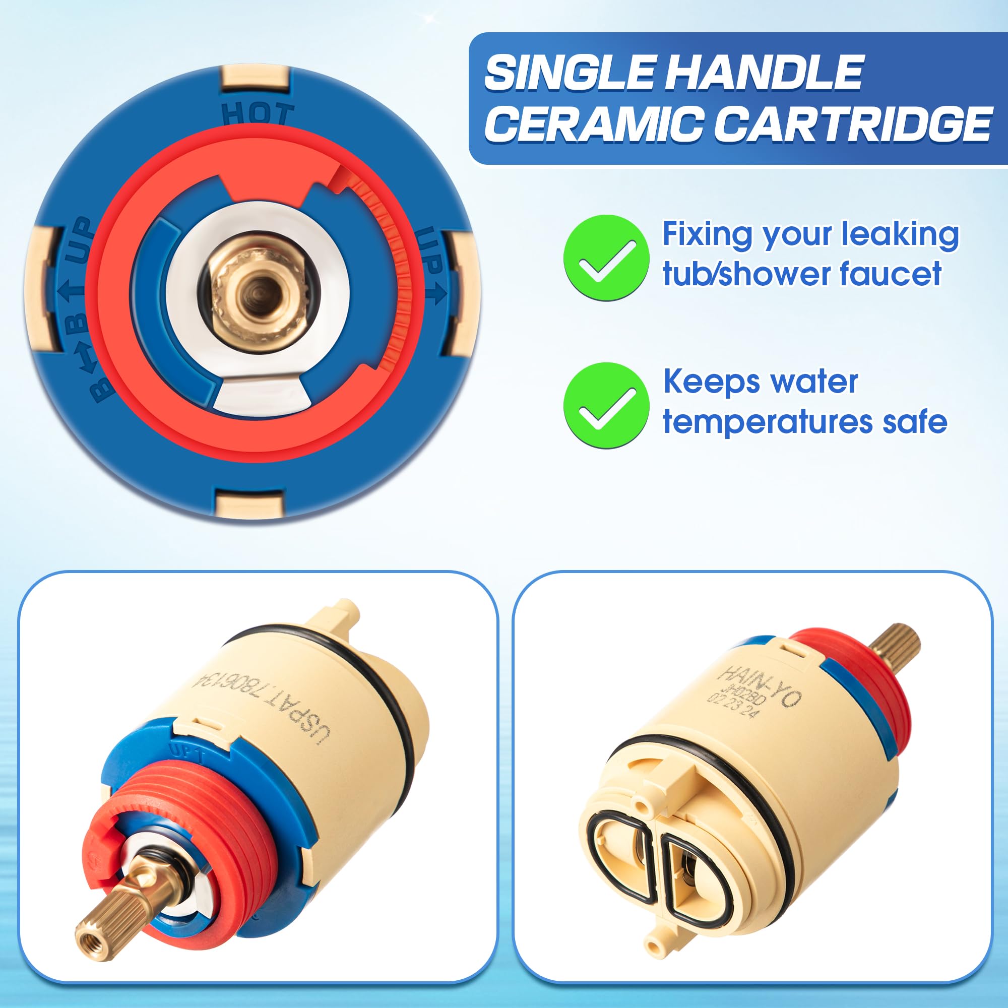 Enhon Pressure Balance Ceramic Disc Cartridge Replacement for OP-340009, Faucet Cartridge Replacement Compatible with Olympia Tub and Shower Valves