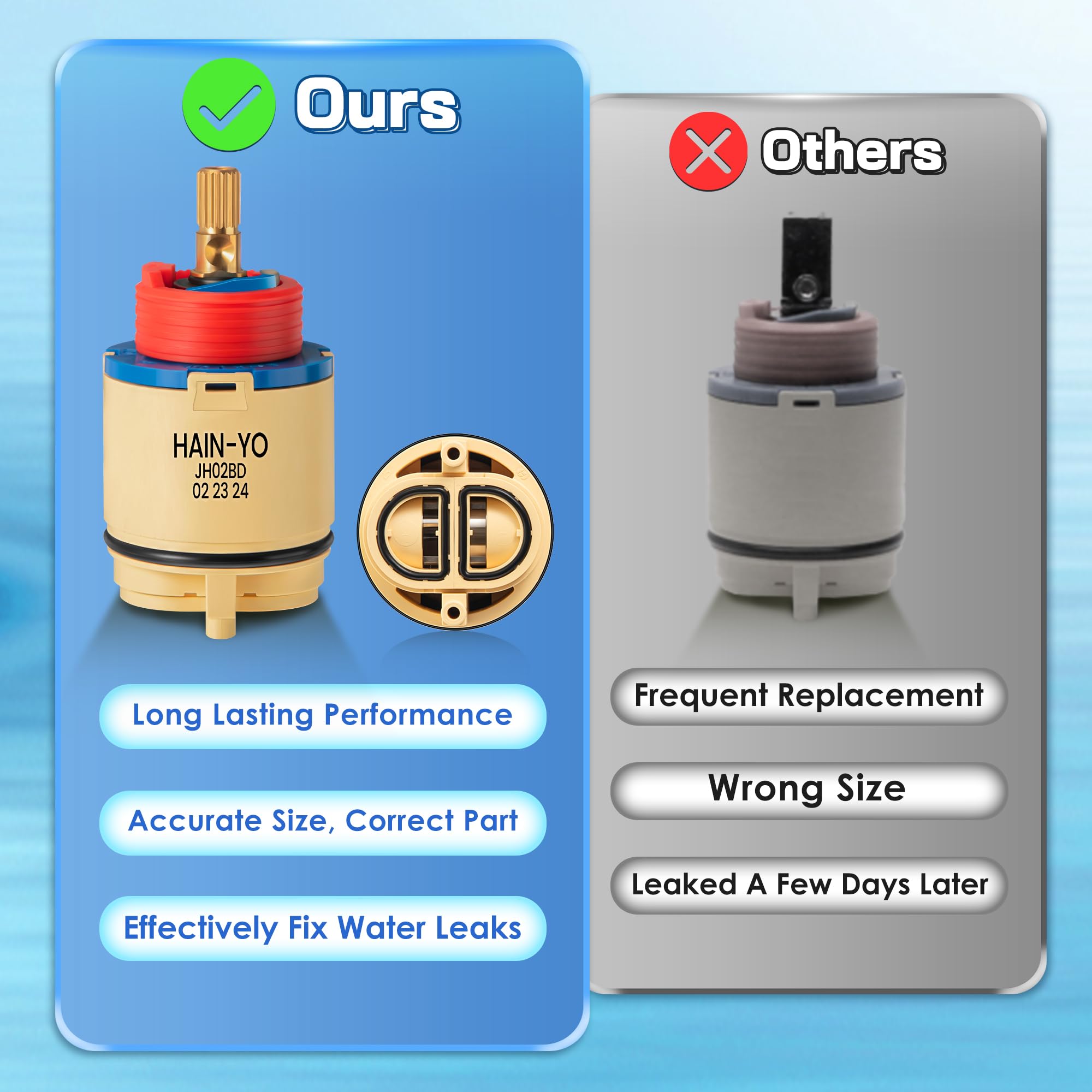 Enhon Pressure Balance Ceramic Disc Cartridge Replacement for OP-340009, Faucet Cartridge Replacement Compatible with Olympia Tub and Shower Valves