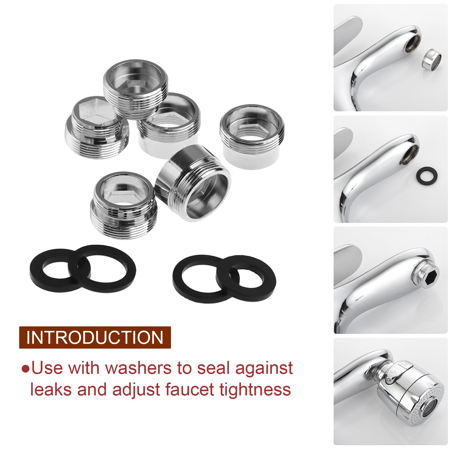 3 pcs Faucet Adapter Kit, CNYMANY Male G1/2 to Female G3/4 Kitchen Aerator Adapter Set Sink Faucet Adapter Connecting Garden Hose Water Filter Standard Hose via Diverter