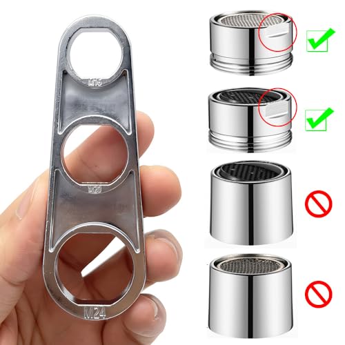 Saipe 2pcs Faucet Aerator Removal Wrench Tool, Multi-Use Faucet Aerator Key 6 Sizes 16/18/20/22/24/28mm Sink Aerator Wrenches for Kitchen Bathroom Faucet Parts