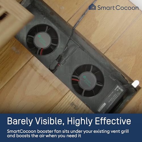 SMARTCOCOON 3"X10" Intelligent Booster Fan System - Integrates With Ecobee & Nest Smart Thermostats - Increase Airflow to Bedroom & Syncs To Your HVAC System - Renter Friendly Floor Fan For Vent