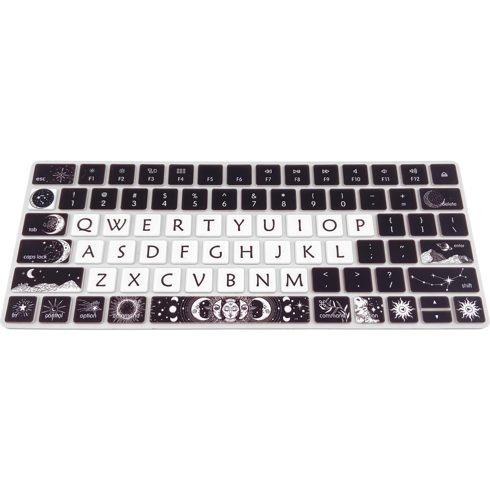 Cute Keyboard Cover Skin for Apple iMac Magic Keyboard 2nd Gen (Model: A1644) Without Numeric Keypad, Silicone Protective Skin, Sun and Moon