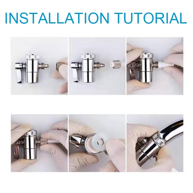IEUYO Brass Faucet Diverter Valve with Aerator for Kitchen/Bathroom/Shower - 1/4" OD Barb Compression Fitting with Adapters