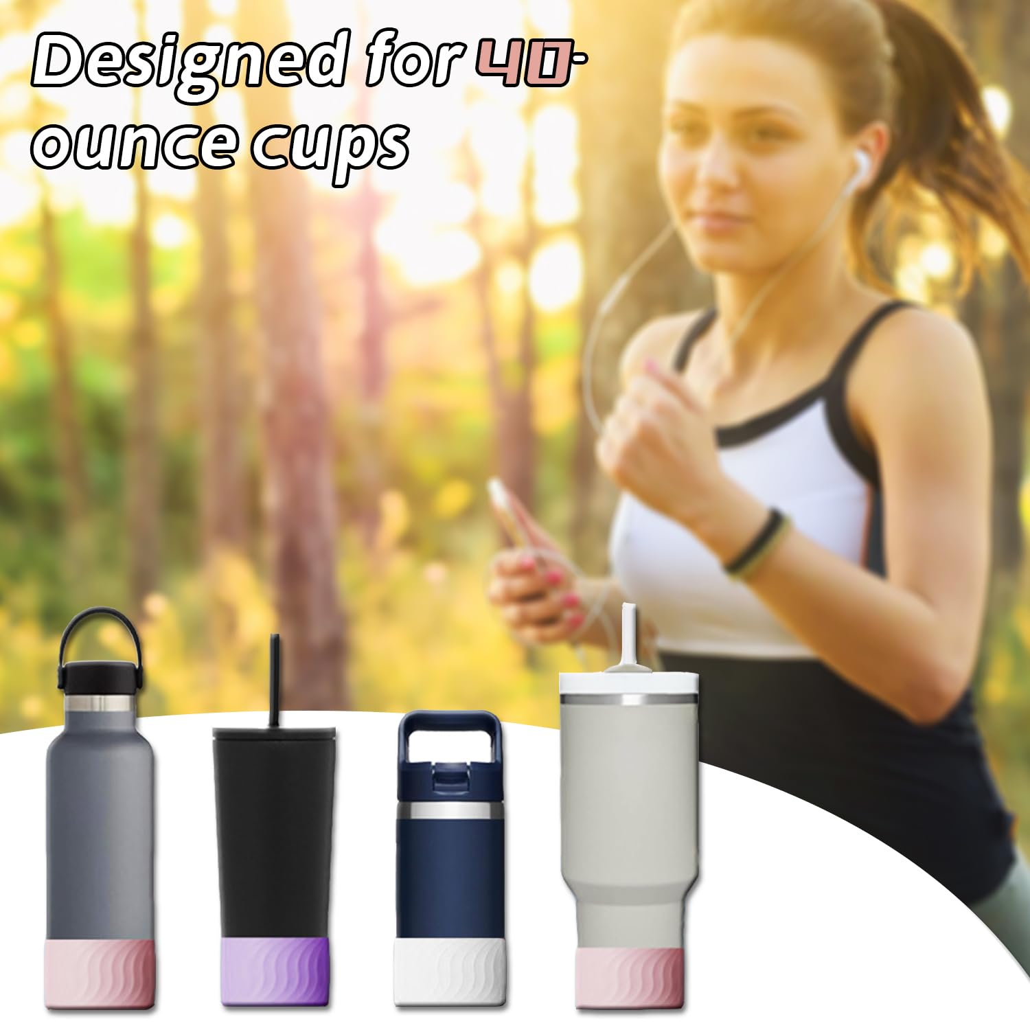 BOSOIRSOU 20 pcs Cup Accessories Set, 5 Square Silicone Leak-Proof Stoppers, 5 Round Leak-Proof Stoppers, 5 Straw Covers Boots, 5 Cup Sleeves for 40 oz Tumbler Bottom Protector Flask