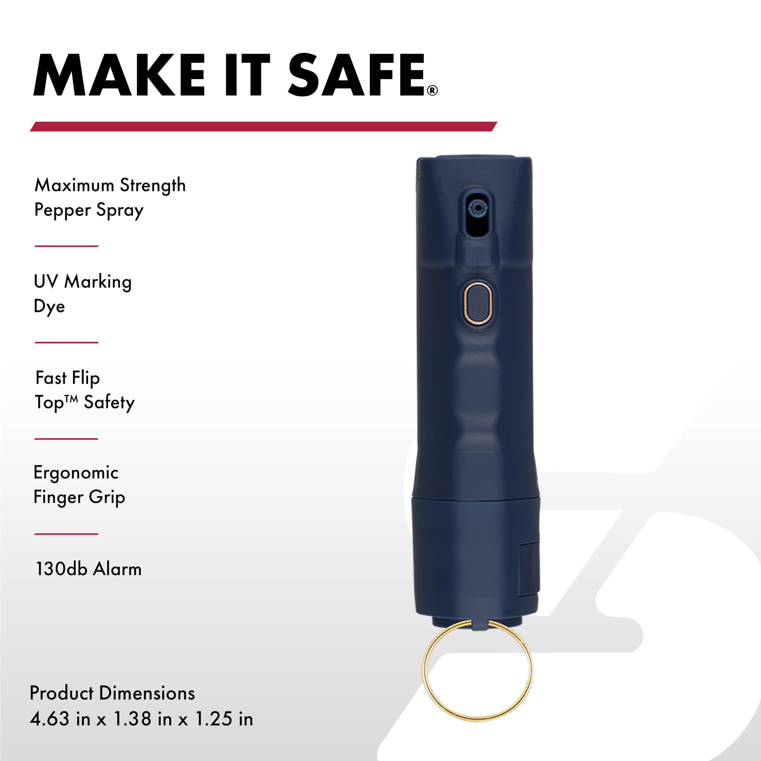 SABRE 2-in-1 Pepper Spray + Personal Alarm, Alert & Defend with One Press or Use Alarm Only, Fast Flip Top Safety with Finger Grip & Tuck-Away Keyring, Maximum Police Strength, UV Marking Dye & 130dB