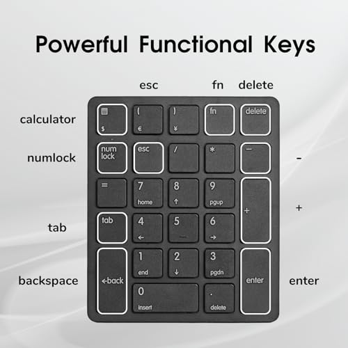 Levieny Wired Numeric Keypad for Laptop - 26 Keys USB Number Pad, Mini Slim External Magicforce Accounting Keypad for Desktop Computer PC, Surface Pro Notebook