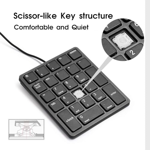 Levieny Wired Numeric Keypad for Laptop - 26 Keys USB Number Pad, Mini Slim External Magicforce Accounting Keypad for Desktop Computer PC, Surface Pro Notebook