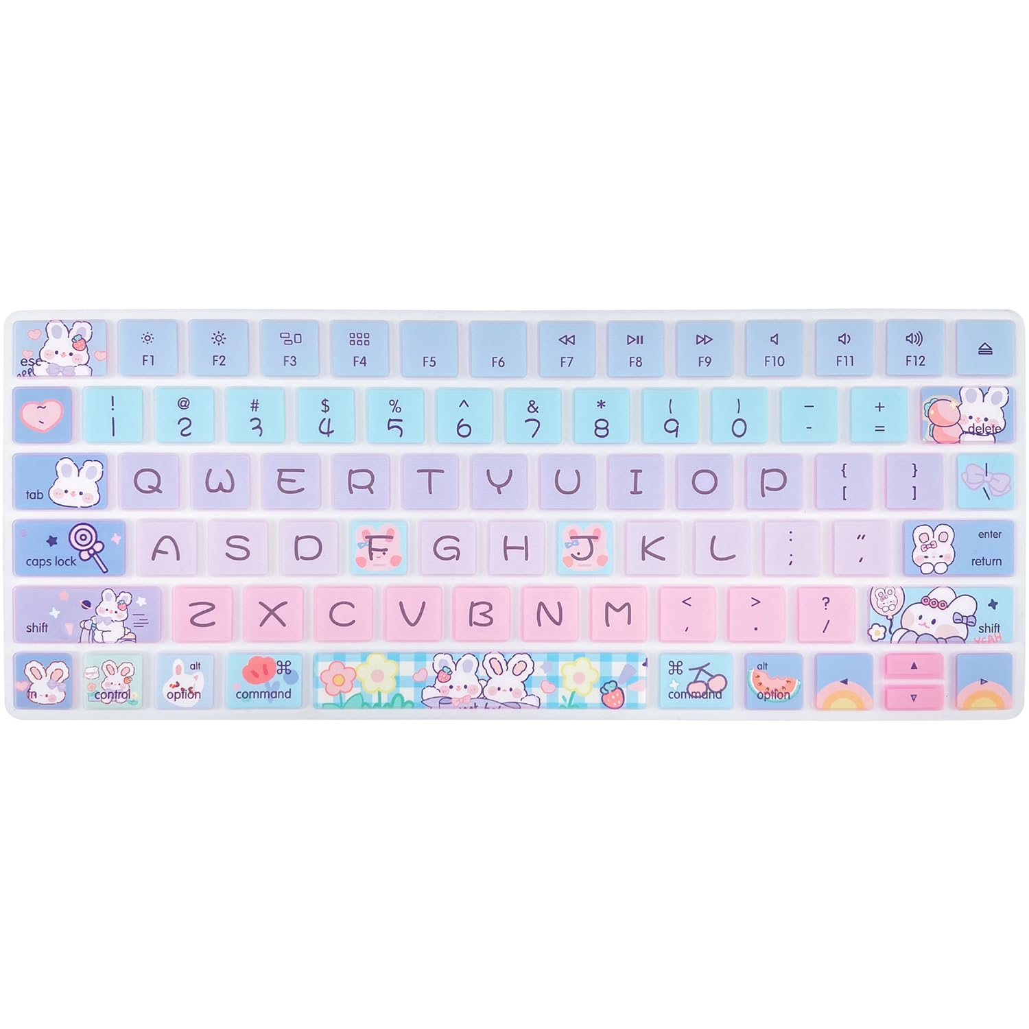 Sanfulin Keyboard Cover Skin for Apple iMac Wireless Magic Keyboard 2nd Gen (Model: A1644 MLA22LL/A) Without Numeric Keypad, Cute Silicone Skin Protector, Cute Bunny