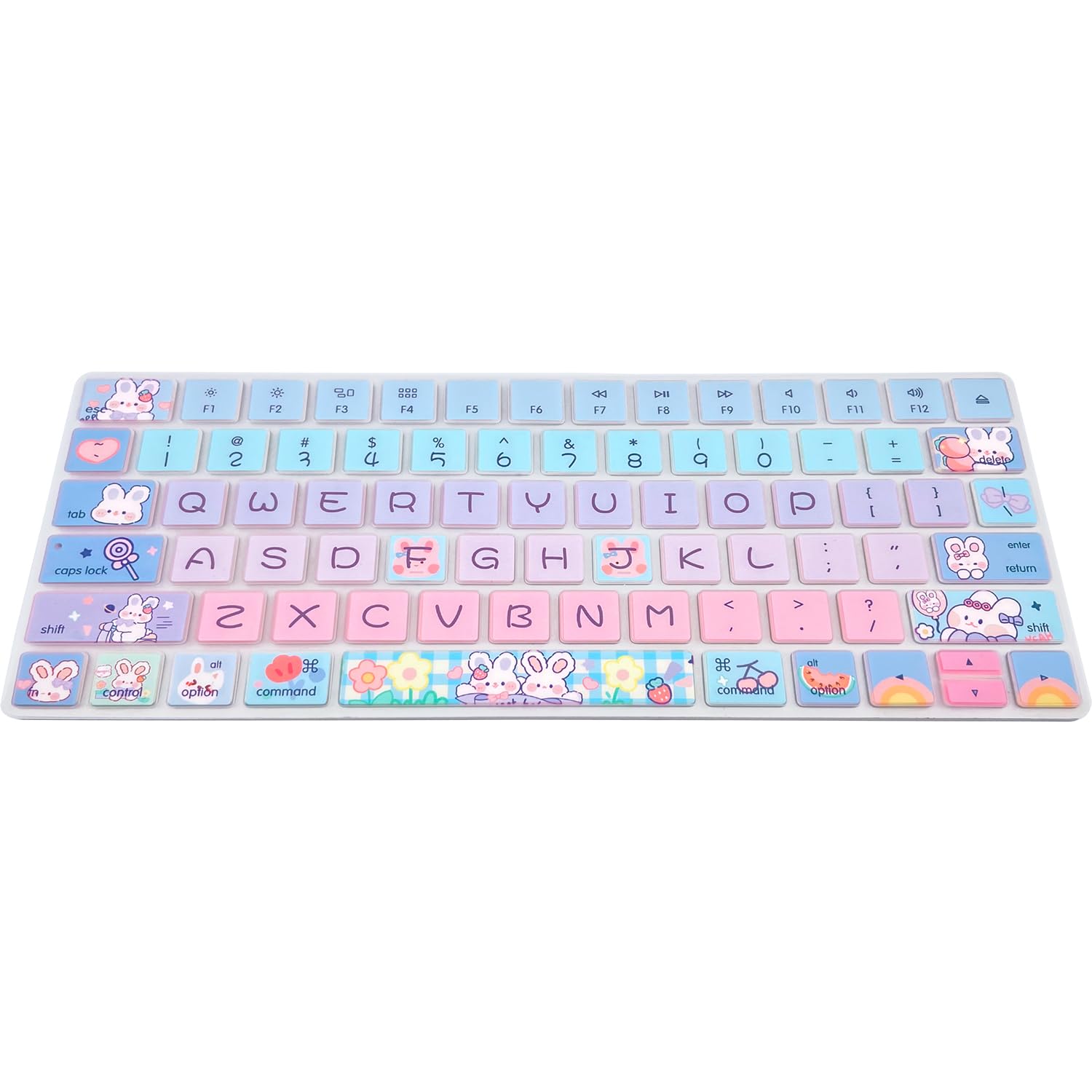 Sanfulin Keyboard Cover Skin for Apple iMac Wireless Magic Keyboard 2nd Gen (Model: A1644 MLA22LL/A) Without Numeric Keypad, Cute Silicone Skin Protector, Cute Bunny