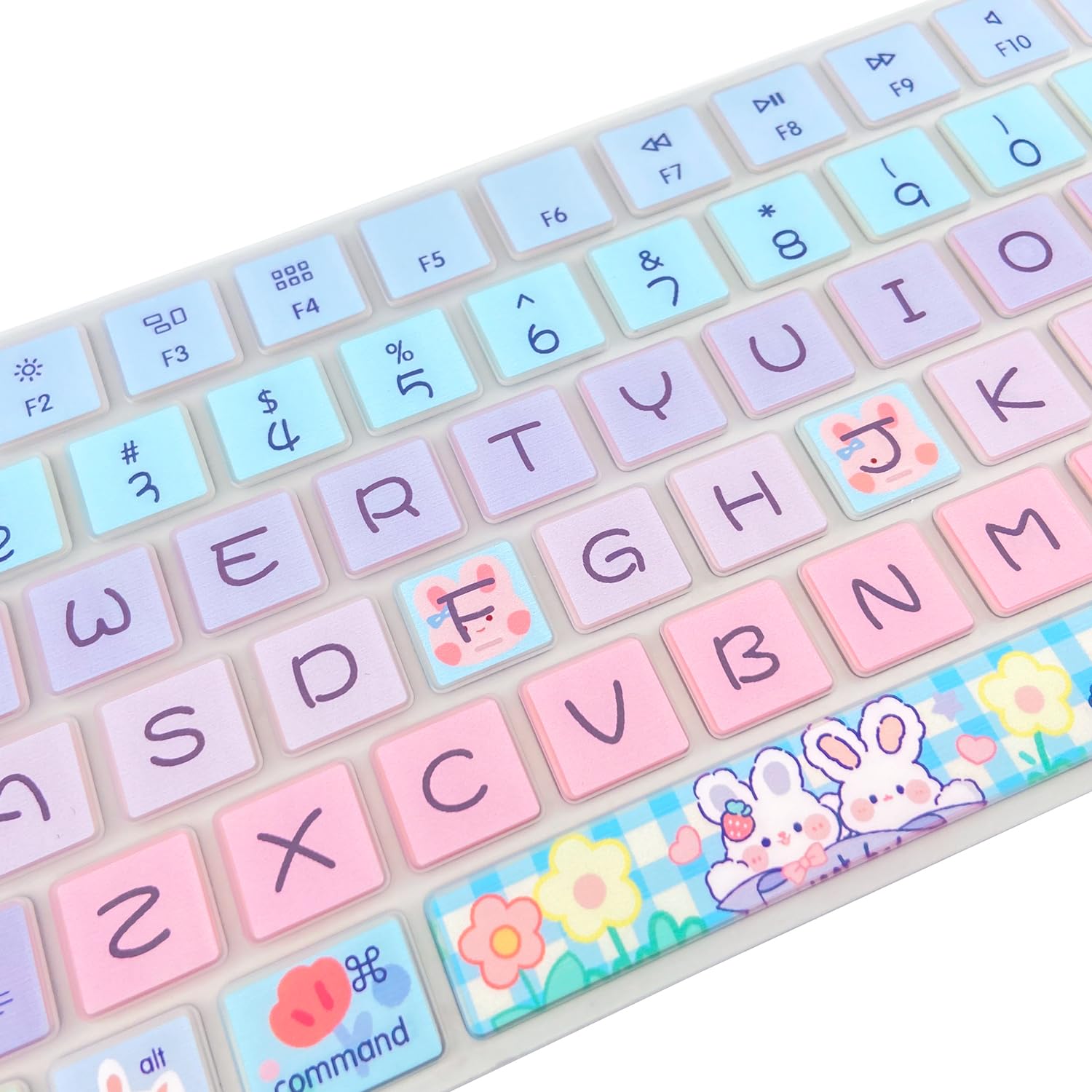 Sanfulin Keyboard Cover Skin for Apple iMac Wireless Magic Keyboard 2nd Gen (Model: A1644 MLA22LL/A) Without Numeric Keypad, Cute Silicone Skin Protector, Cute Bunny