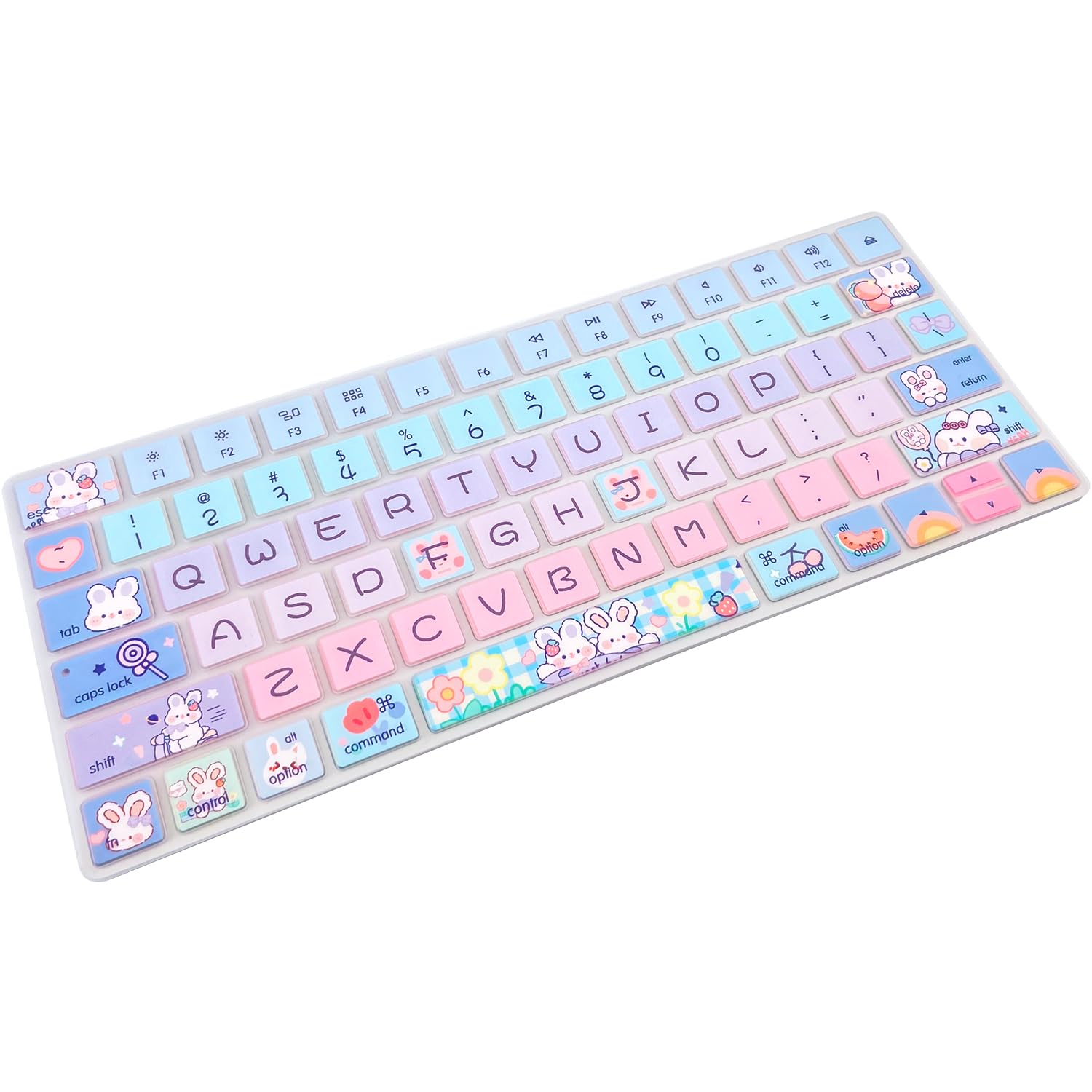 Sanfulin Keyboard Cover Skin for Apple iMac Wireless Magic Keyboard 2nd Gen (Model: A1644 MLA22LL/A) Without Numeric Keypad, Cute Silicone Skin Protector, Cute Bunny