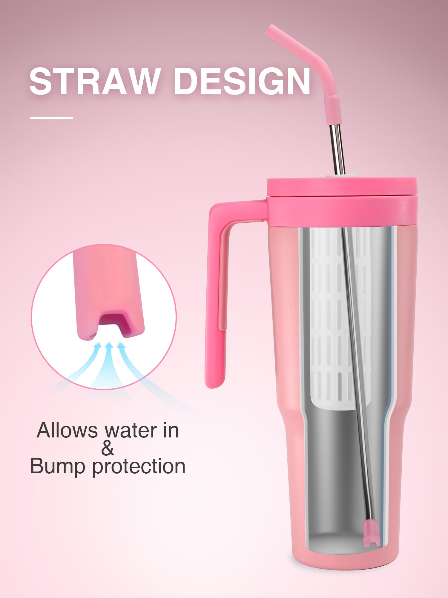 Raki Venus 40 oz Tumbler with Lid and Straw Double-wall Vacuum Water Bottle with Straw Spill Proof Insulated Water Bottle Stainless Steel Cup-holder Friendly Fruit Infusing Bottle Non BPA