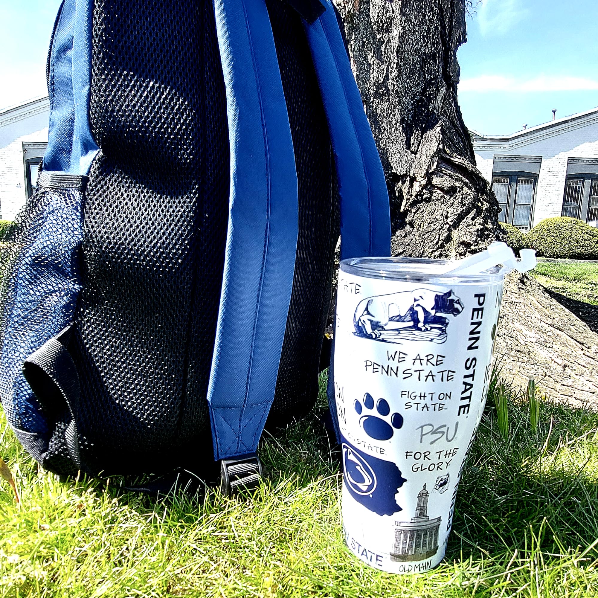 Penn State University 30oz Stainless Steel 3D Icon Travel Mug –High Performance Double-Walled Thermos w/Convertible Lid & Straw –Insulated Decorative NCAA Beverage Tumbler –For Hot or Cold Drinks