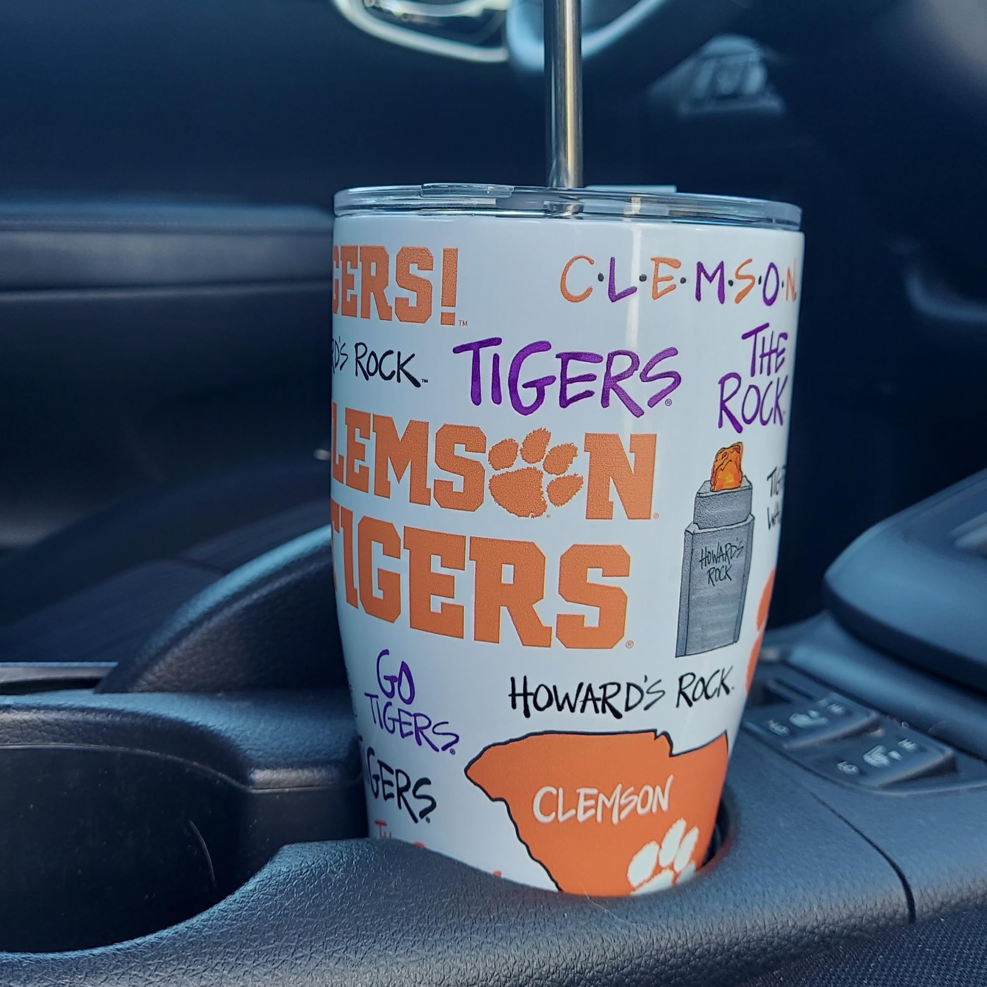Clemson University 30oz Stainless Steel 3D Icon Travel Mug – High Performance Double-Walled Thermos w/Convertible Lid & Straw – Insulated Decorative NCAA Beverage Tumbler – For Hot or Cold Drinks