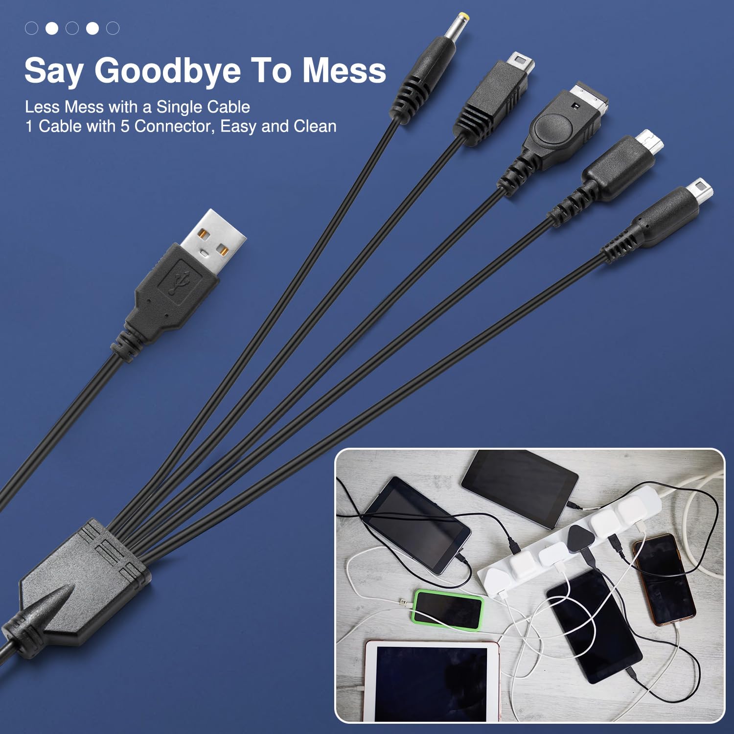 Mart Cobra USB Charger Cable for New 3DS XL/New 3DS/3DS XL/3DS/new 2DS XL/2DS/DS/DSi/GBA SP/DS Lite/Wii U Gamepad/PSP/Compatible 5 in 1 Nintendo 3DS Charger, Nintendo DS Charger, Gameboy Advance SP