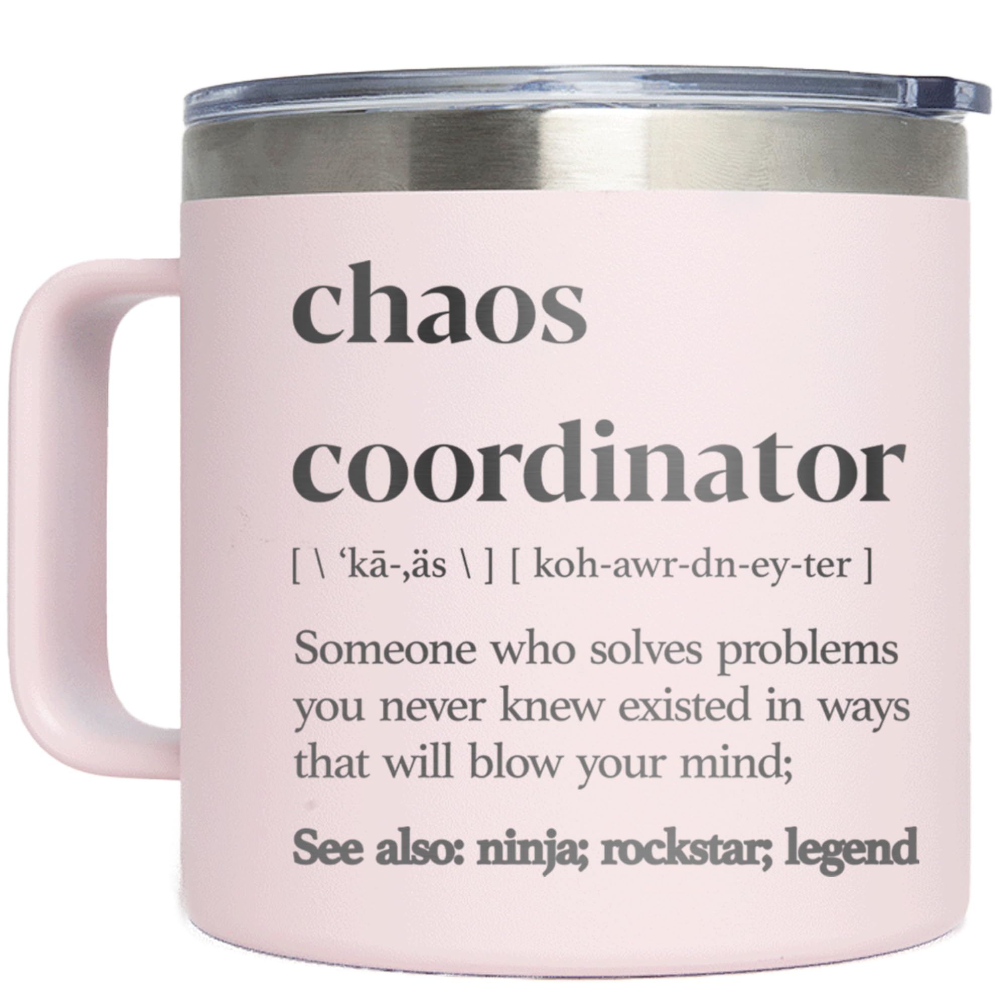 KLUBI Chaos Coordinator Gifts Tumbler Mug 14 Ounce Purple Gifts for Women Boss Lady, Teacher Appreciation Gifts Baskets for Women Nurse Manager Nurses Week Present