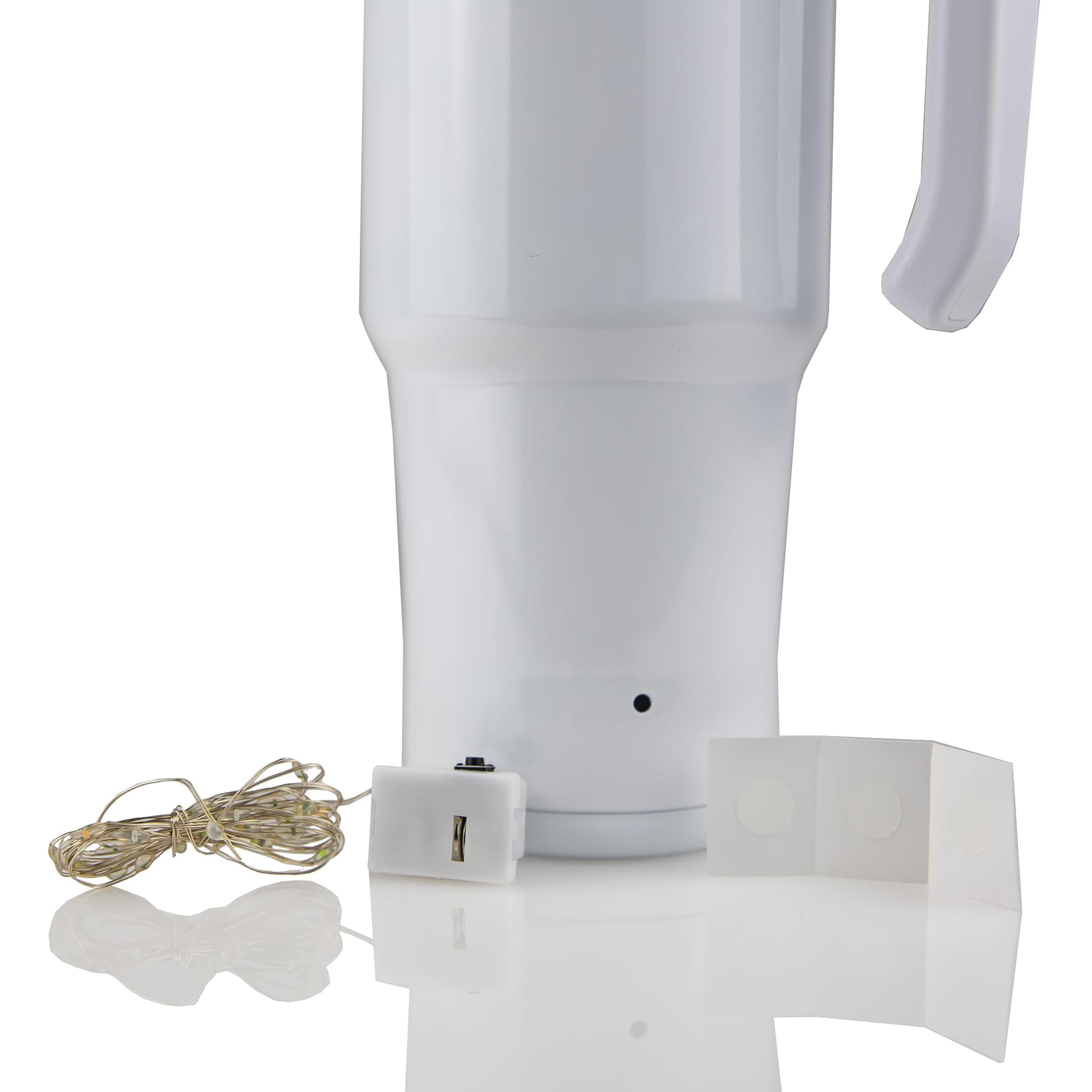Hogg 30oz Sublimatable Light Up Grippy Tumbler with Removable Handle, Lid, and Stainless Steel Straw, DIY, Customizable, Double Wall Insulated Tumblers (White)
