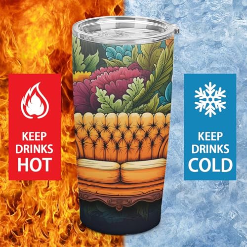 20 Oz Tumbler With Straw Leak Proof Thermos Cup, Couch Stainless Steel Insulated Travel Coffee Mug Fit for Car Cup Holder