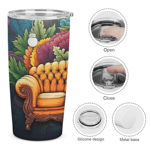 20 Oz Tumbler With Straw Leak Proof Thermos Cup, Couch Stainless Steel Insulated Travel Coffee Mug Fit for Car Cup Holder