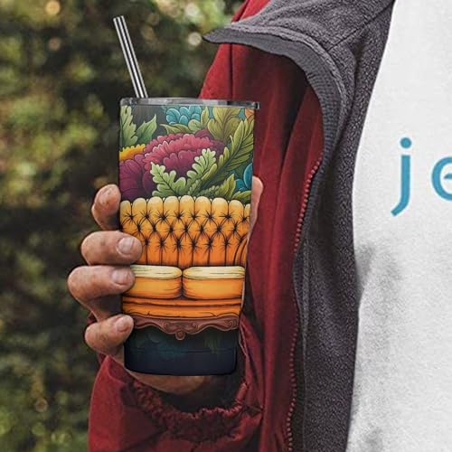 20 Oz Tumbler With Straw Leak Proof Thermos Cup, Couch Stainless Steel Insulated Travel Coffee Mug Fit for Car Cup Holder
