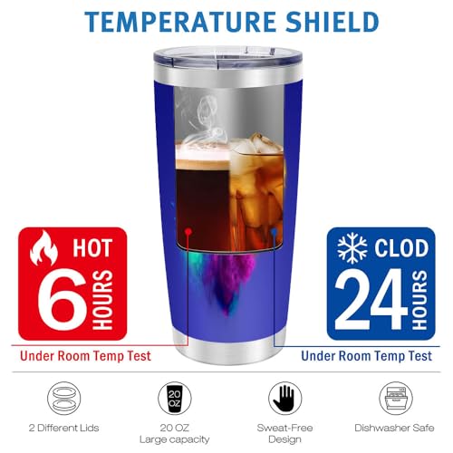 Jesmacti 20Oz Tumbler for Men Yellow Agua Violet Powder Blue Freeze Motion Powder Exploding Funny Coffee Tumbler Vacuum Insulated Coffee Mug for Dorm