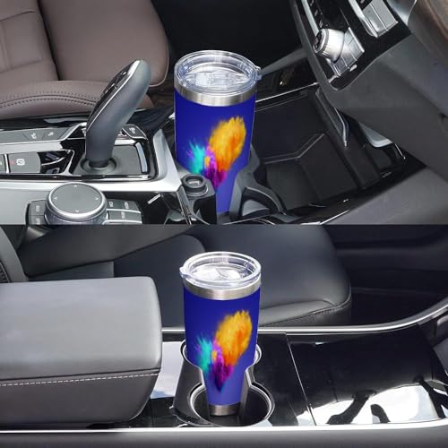 Jesmacti 20Oz Tumbler for Men Yellow Agua Violet Powder Blue Freeze Motion Powder Exploding Funny Coffee Tumbler Vacuum Insulated Coffee Mug for Dorm