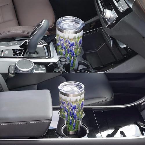 Jesmacti 20Oz Drink Tumbler Bunch Texas Bluebonnets Blue Purple Flowers Springtime Insulated Tumblers Travel Mug for Dorm