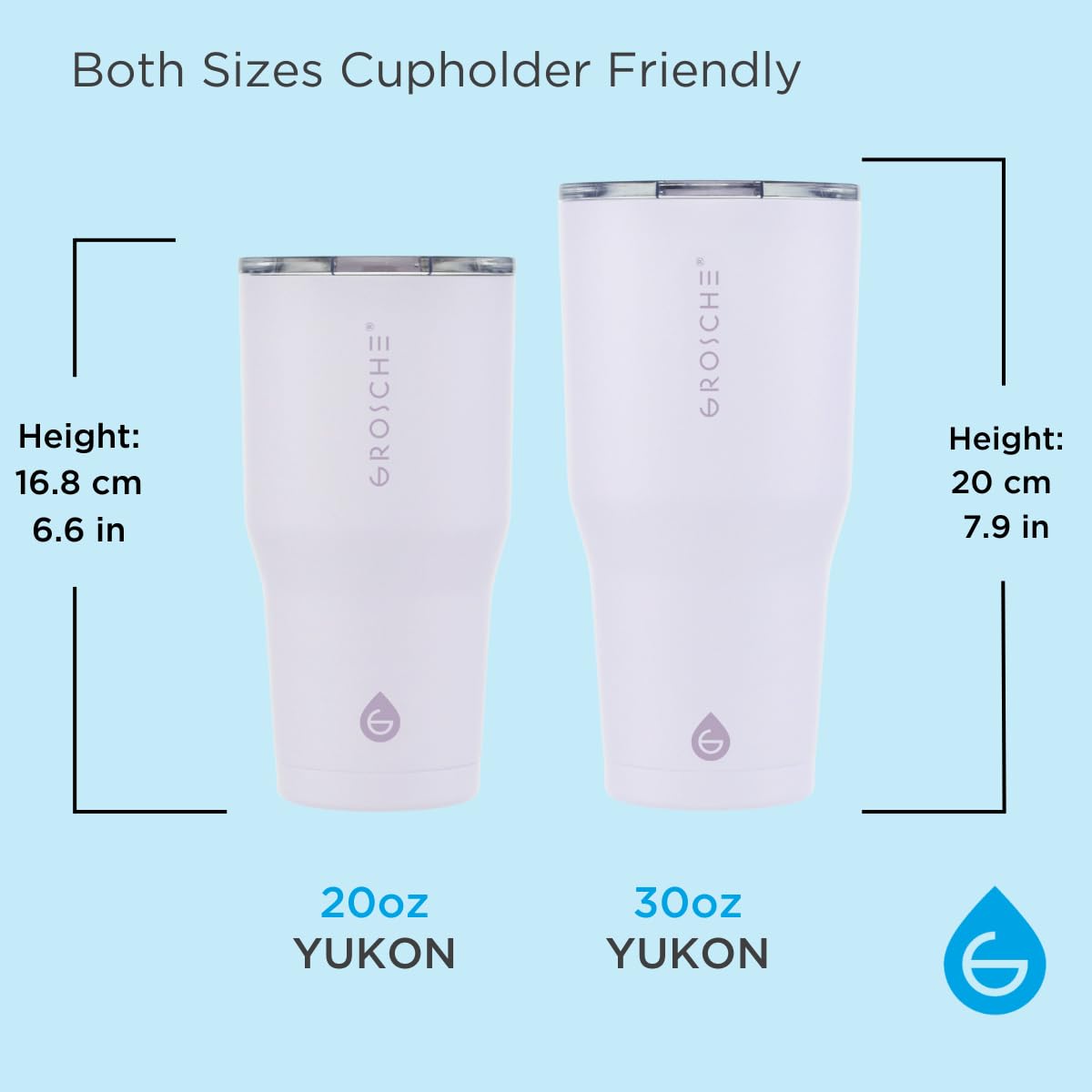 GROSCHE Yukon 30 oz Insulated Coffee Mug with Lid - Durable Travel Mug, Stainless Steel Tumblers, Vacuum Insulated Coffee Tumbler for Hot or Cold Beverages - LAVENDER