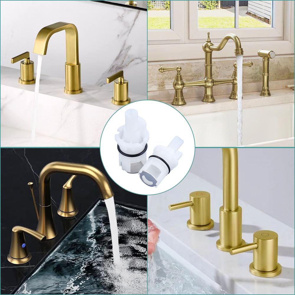 RP25513 Faucet Stem Assembly Parts Replacement Kit for Various Two Handle Faucet Repair Kit, Includes RP24096 Cartridge RP4993 Seat and Spring RP24097 Turn Stop1/4 (4pcs)