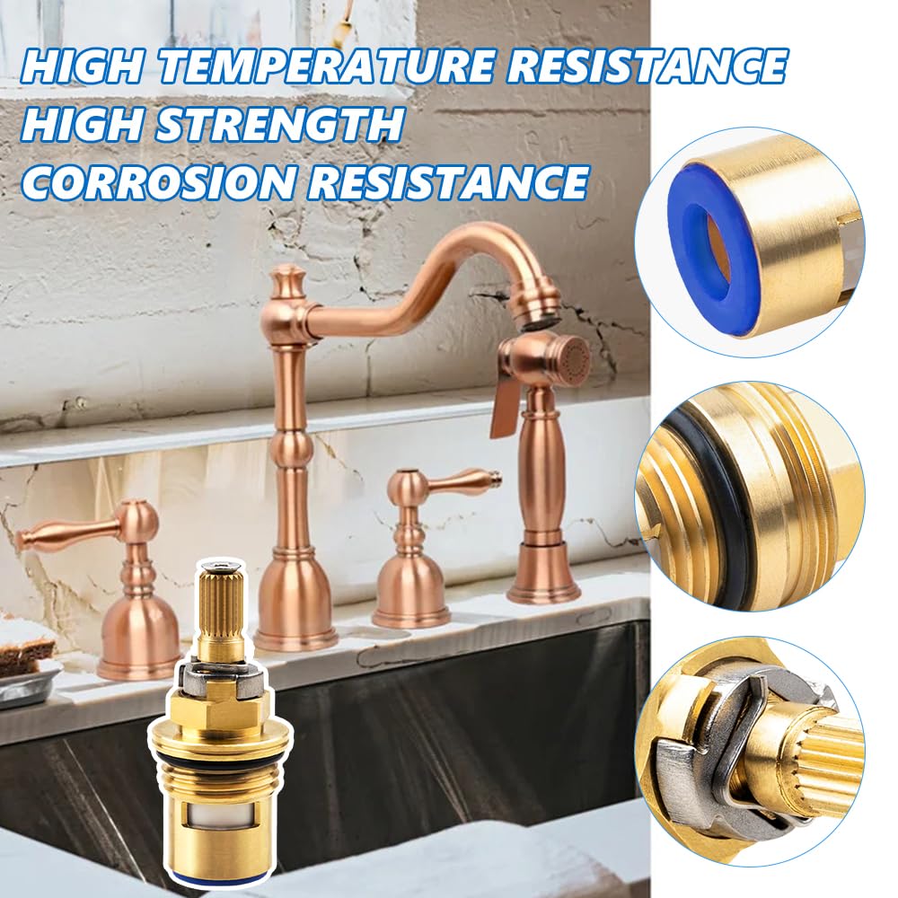 Cartridge for Kohler K-GP77005-RP & K-GP77006-RP Faucet Ceramic Valve, Hot and Cold Faucet Cartridge Replacement Parts, 2 Pack Ceramic Valve Replacement - Brass