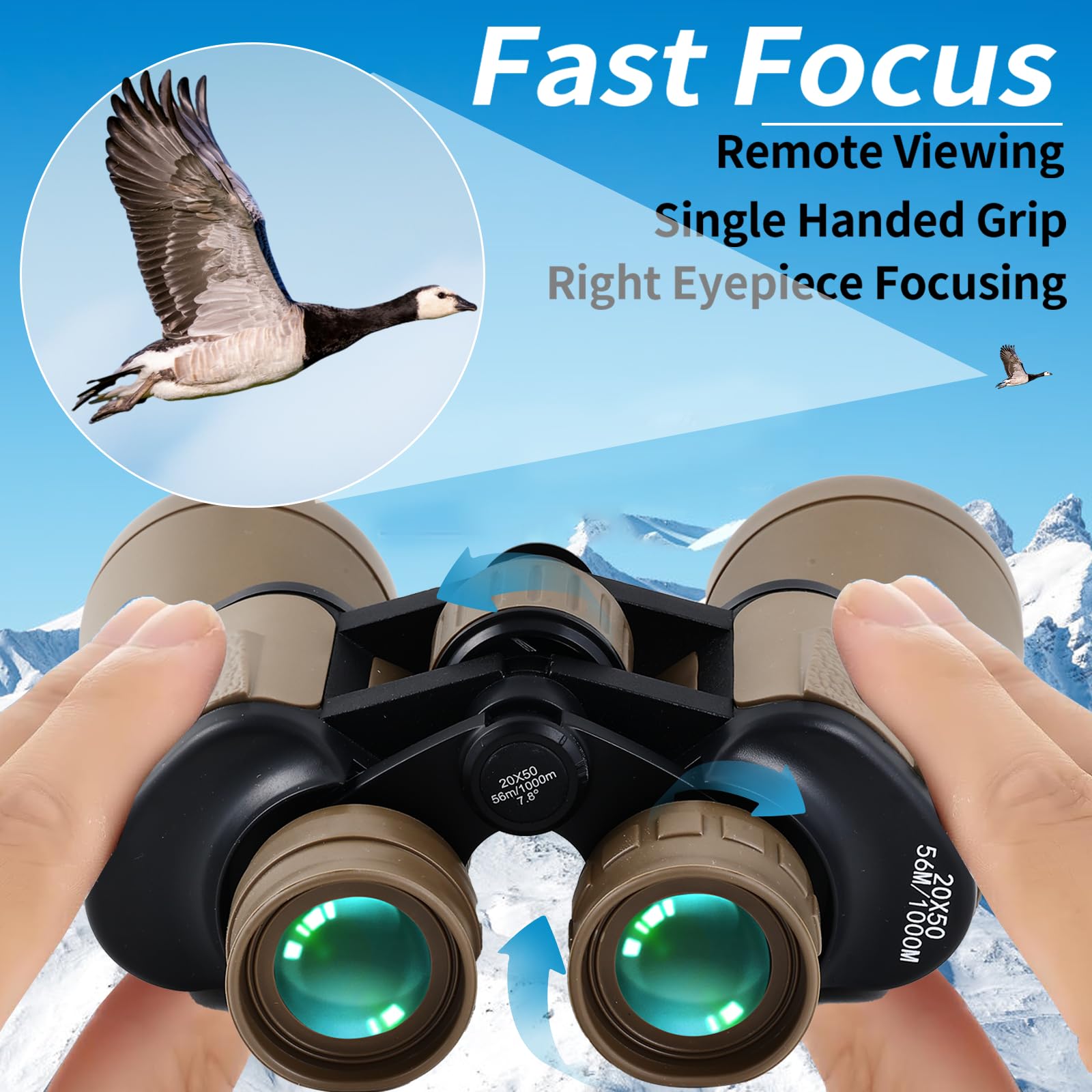 PISEZ 20X50 Binoculars for Adults High Powered with Low Light Vision，Large View Waterproof Binoculars for Bird Watching Hunting Concert Traveling Theater Opera Sightseeing