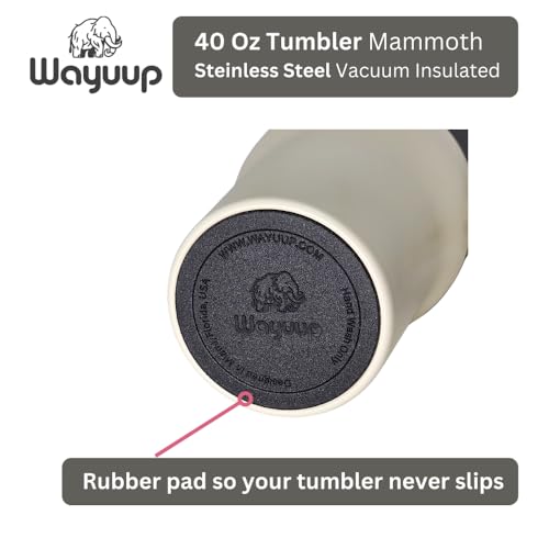 Wayuup 40 oz Tumbler with Handle and Straw Lid, Stainless Steel Vacuum Insulated Double Wall Water Bottle Leak-proof, Non Slip more than 24 Hrs or Hot for 6 Hrs (Bone), WPM40