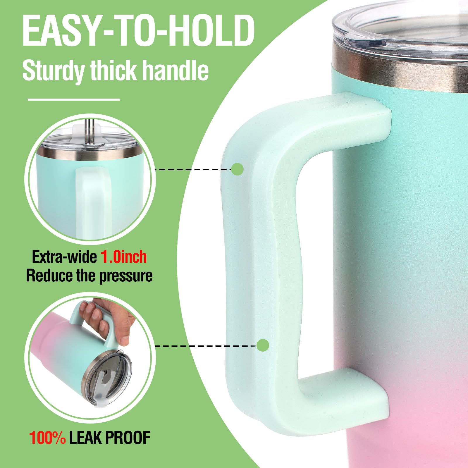 Zukro 24 oz Tumbler with Handle and Straw, Triple-wall Vacuum Insulated Coffee Travel Mug with 2 Lids For Hot/Cold Drinks, No Sweat Stainless Steel Cup for Home/Office, Dishwasher Safe, Yellow Checker
