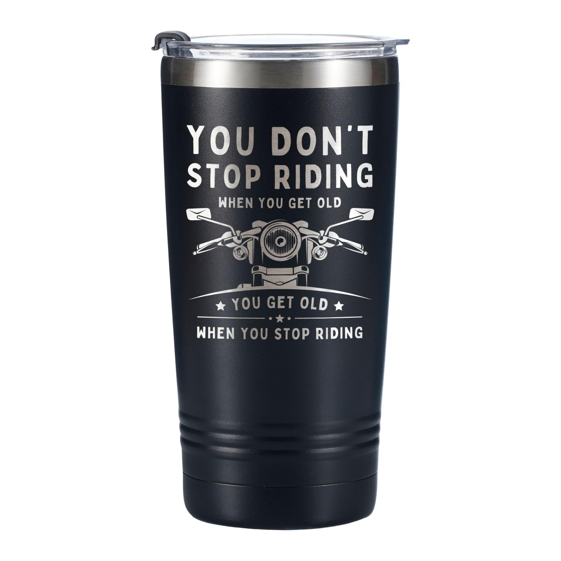 Onebttl Motorcycle Biker Retirement Gifts for Men, Grandpa, Tumbler Travel Coffee Mug, Dad, Rider, Stainless Steel 20oz/590ml - Don't Stop Riding