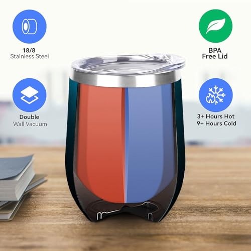 silichee 20 Oz Stainless Steel Wine Tumbler with Lid Abstract Black Background Blue Corner Insulated Tumblers Vacuum Coffee Mugs for Hot and Cold Drinks,Coffee,Wine
