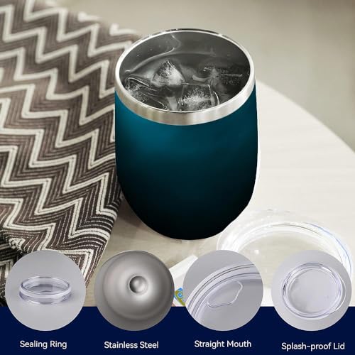 silichee 20 Oz Stainless Steel Wine Tumbler with Lid Abstract Black Background Blue Corner Insulated Tumblers Vacuum Coffee Mugs for Hot and Cold Drinks,Coffee,Wine