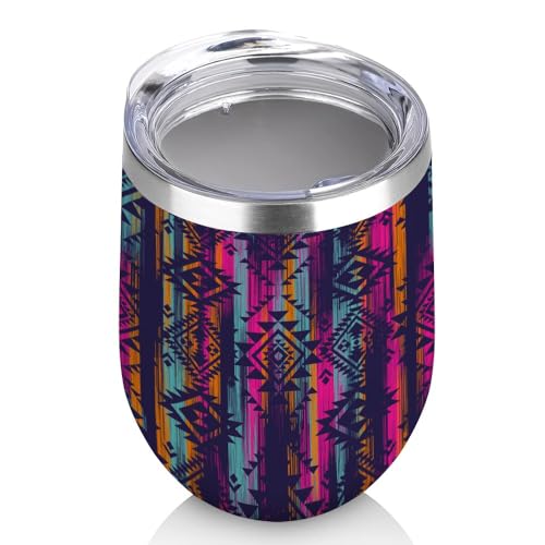 silichee 20 Oz Stainless Steel Coffee Travel Mug with Lid Multicolor Tribal Pattern Insulated Tumblers Vacuum Coffee Mugs for Hot and Cold Coffee,Drinks