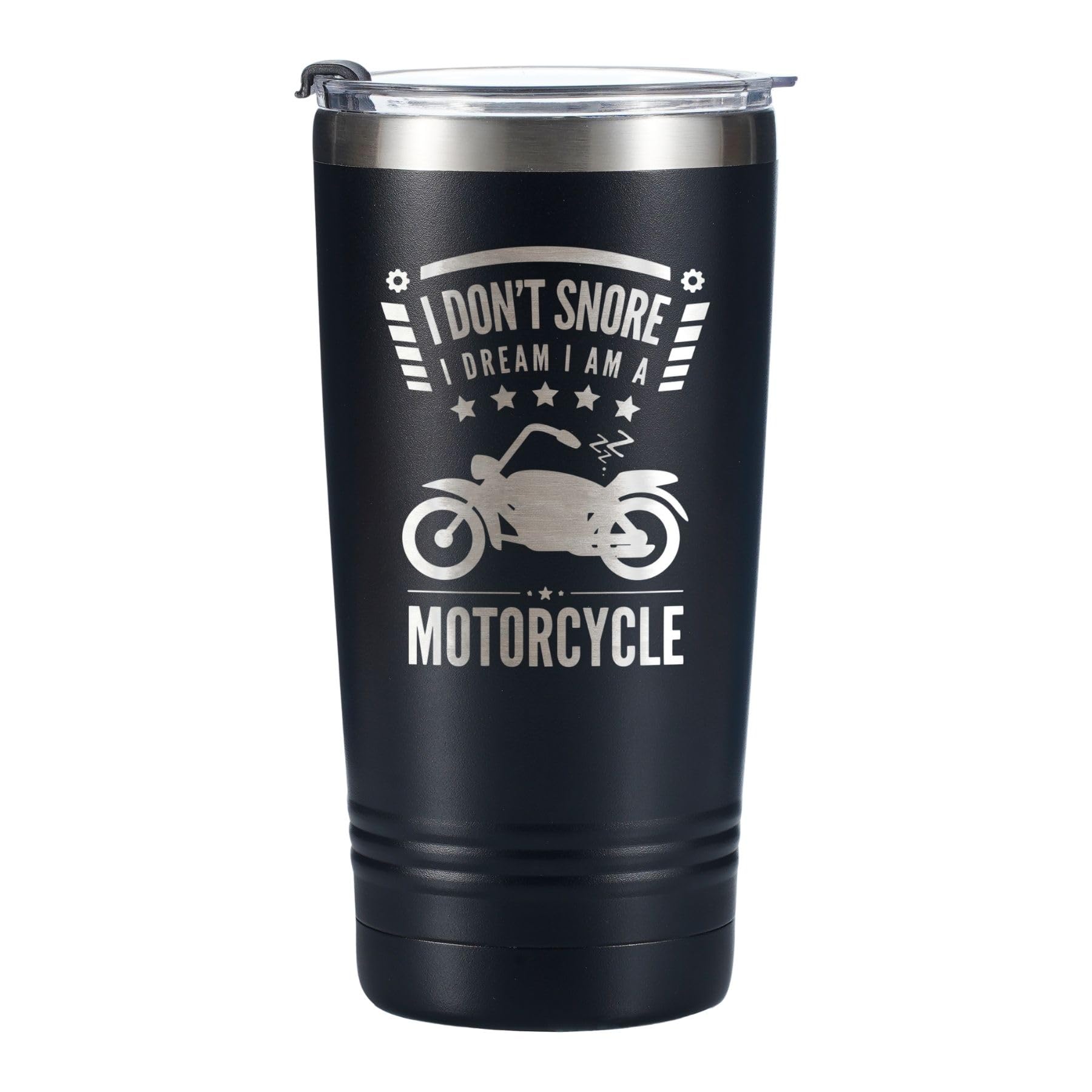 Onebttl Motorcycle Gifts for Men, I Don't Snore I Dream I'm a Motorcycle, Tumbler Travel Coffee Mug, Dad Grandpa Biker Rider, Stainless Steel 20oz/590ml - Design B