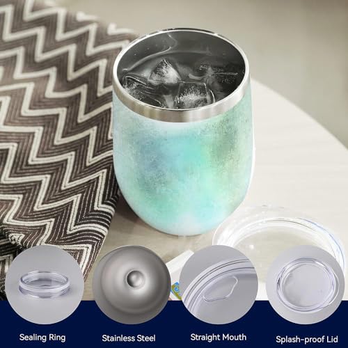silichee 20 Oz Stainless Steel Wine Tumbler with Lid White Blue Background Abstract Watercolor Insulated Tumblers Vacuum Coffee Mugs for Hot and Cold Drinks,Coffee,Wine
