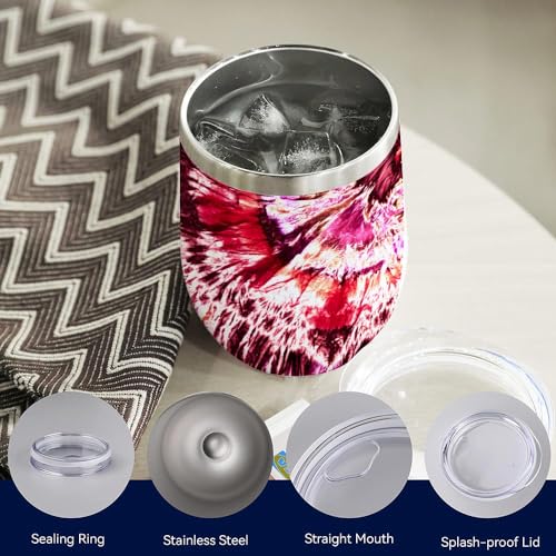 silichee 20 Oz Stainless Steel Wine Tumbler with Lid Red Tie Dye Water Colour Logo Insulated Tumblers Vacuum Coffee Mugs for Hot and Cold Drinks,Coffee,Wine