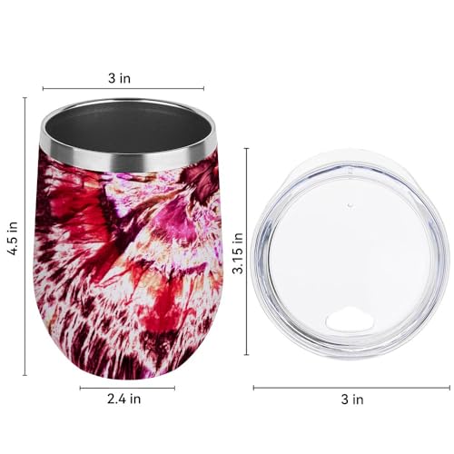 silichee 20 Oz Stainless Steel Wine Tumbler with Lid Red Tie Dye Water Colour Logo Insulated Tumblers Vacuum Coffee Mugs for Hot and Cold Drinks,Coffee,Wine