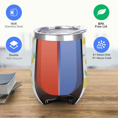 silichee 20 Oz Stainless Steel Coffee Travel Mug with Lid Lemon Pattern Background Yellow Insulated Tumblers Vacuum Coffee Mugs for Hot and Cold Drinks,Coffee,Wine
